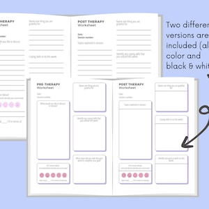 Pre and Post Therapy Workbook, Therapy Worksheet, Mental Health ...