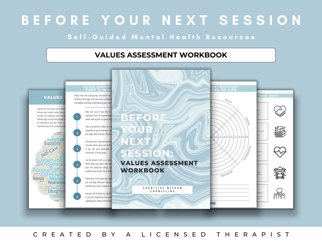 CBT Worksheets: Core Beliefs and Core Values Assessment, Therapy ...