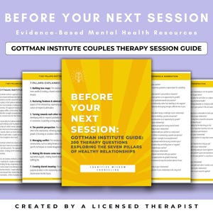 Couples Therapy Counseling Session Questions Guide, Gottman Institute, Relationships, Therapist ...