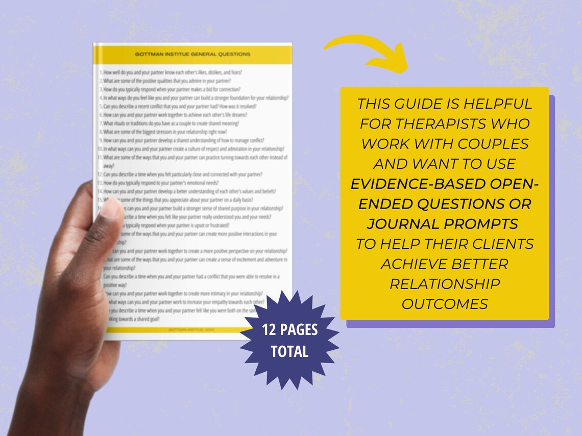 Couples Therapy Counseling Session Questions Guide, Gottman Institute ...