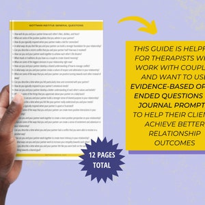 Couples Therapy Counseling Session Questions Guide, Gottman Institute ...