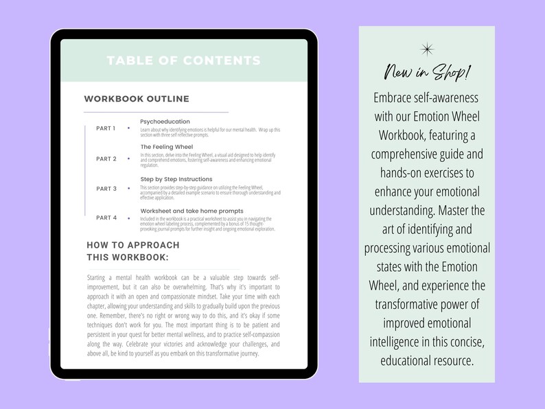 Emotion Wheel Mental Health Workbook Feeling Wheel Emotion - Etsy