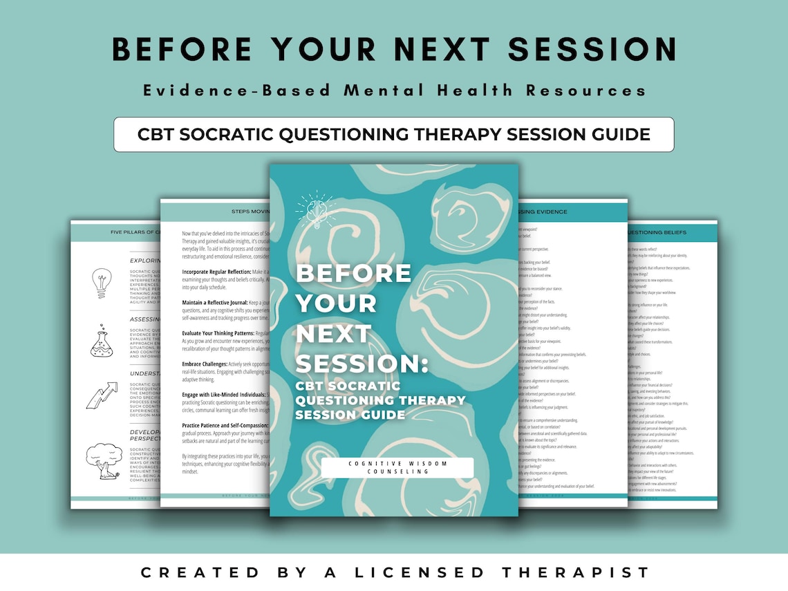 CBT Socratic Questioning Therapy Session Questions, Therapist Tools ...
