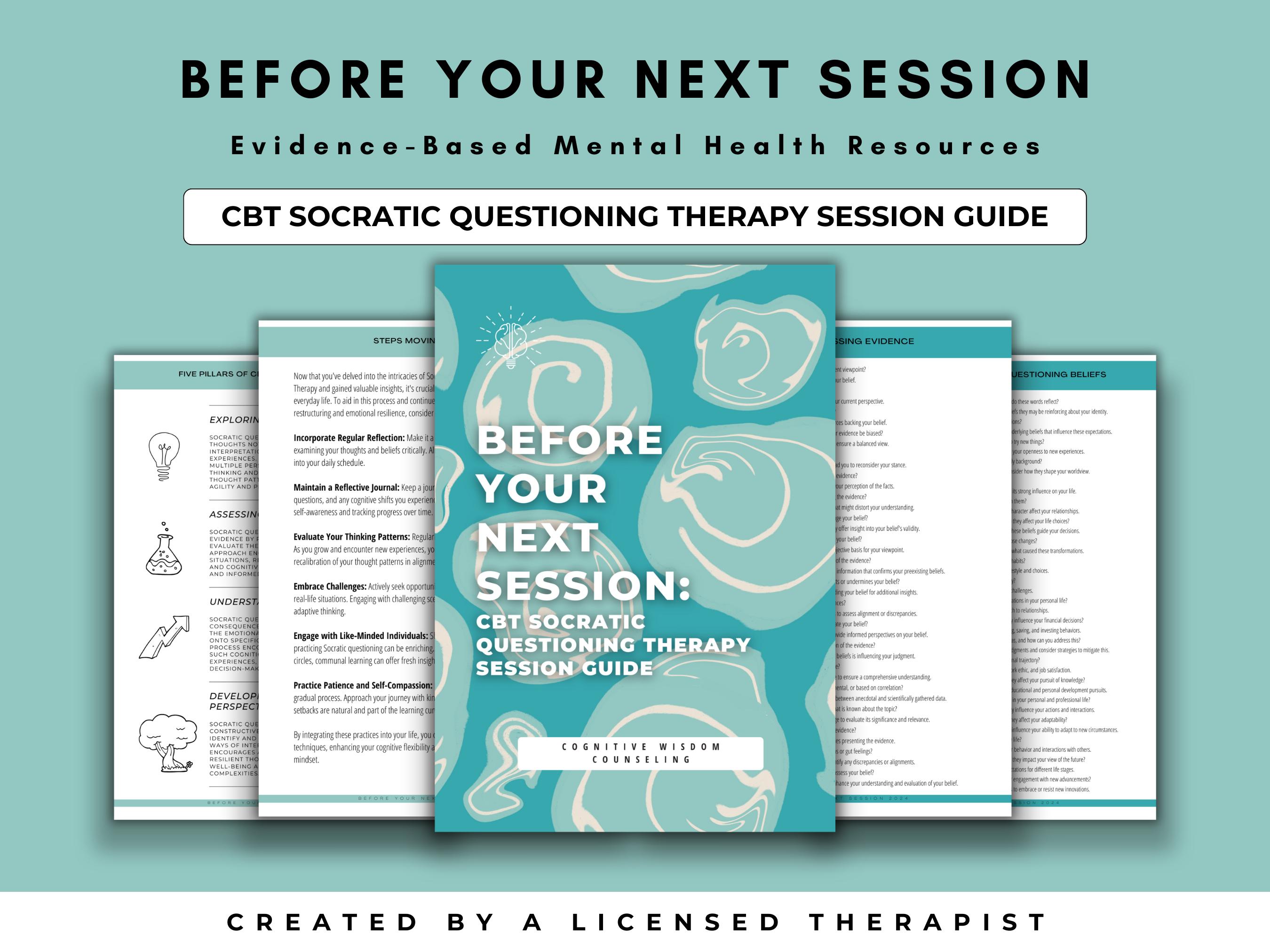 CBT Socratic Questioning Therapy Session Questions, Therapist Tools ...