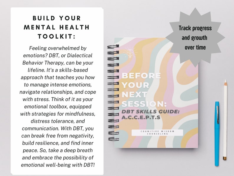 DBT Skills Guide ACCEPTS Mental Health Workbook, Therapy Worksheets ...