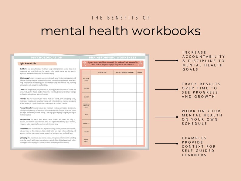 Personal Development Mental Health Workbook, Goal Setting, Life Domains ...