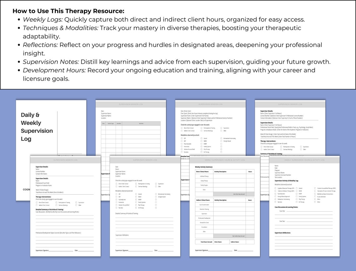 Clinical Supervision Session Form and Activity Hours Log, Private ...