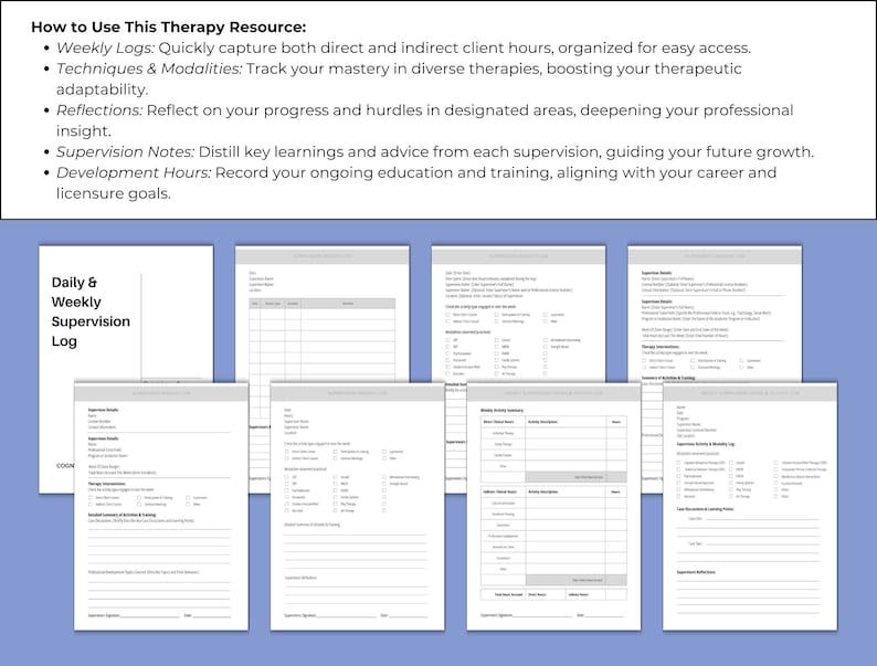 Clinical Supervision Session Form and Activity Hours Log, Private ...