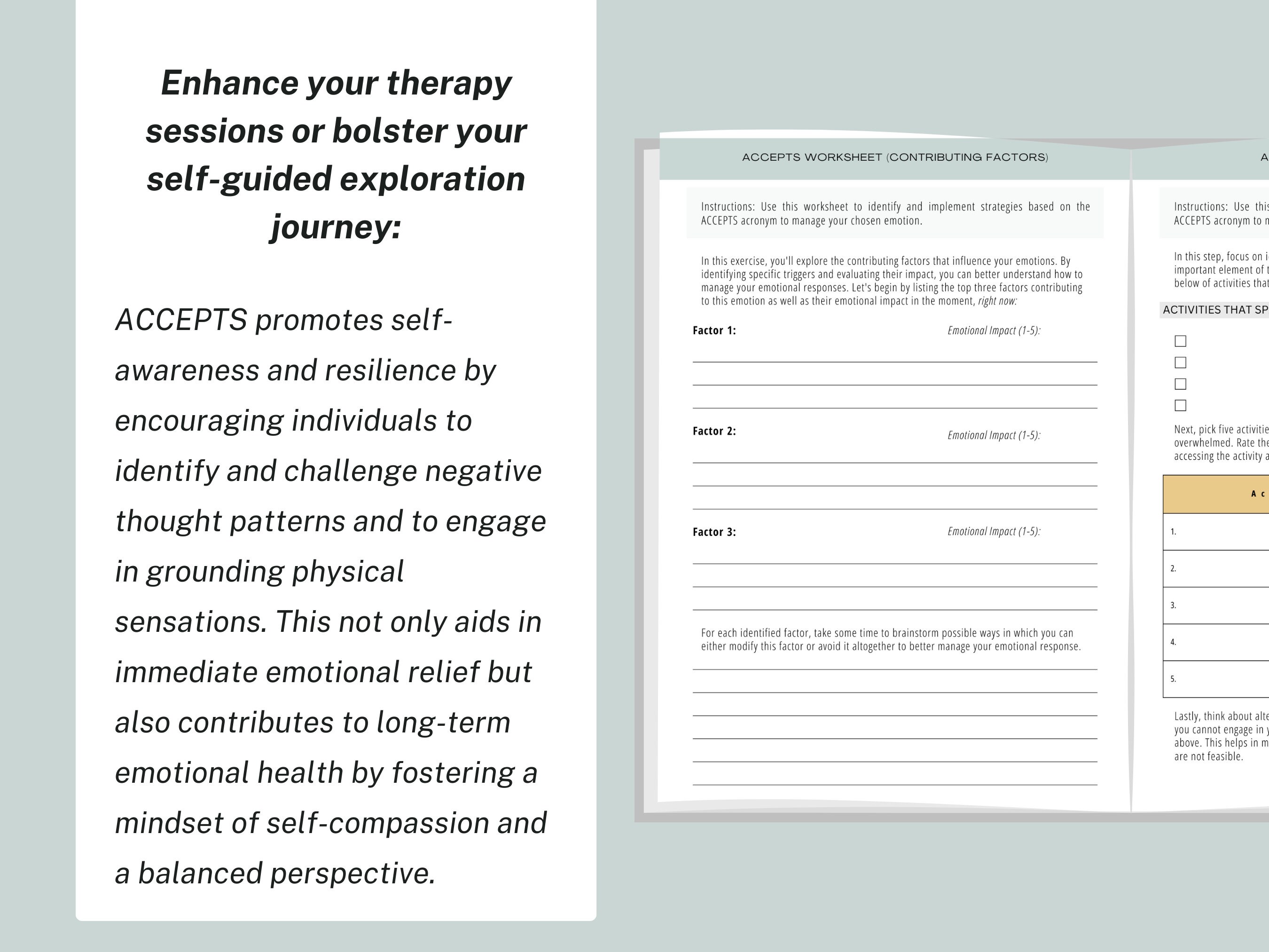 DBT Skills Guide ACCEPTS Mental Health Workbook, Therapy Worksheets ...