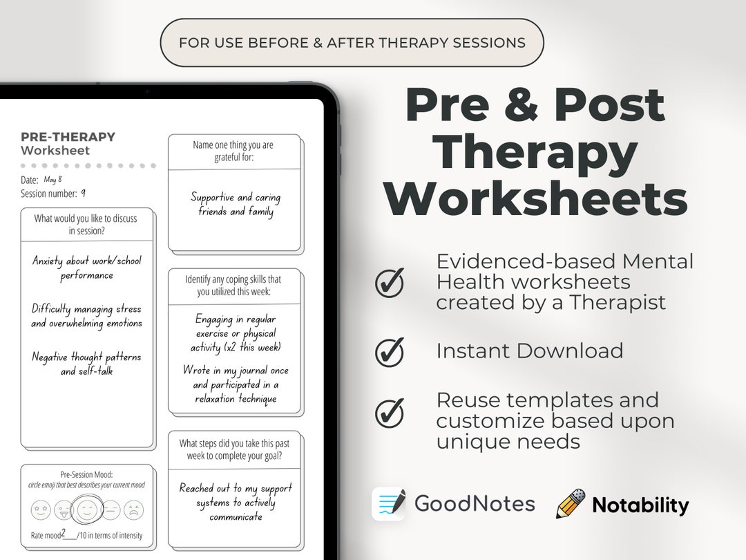Goodnotes Therapy Digital Planner, Pre and Post Therapy Workbook ...