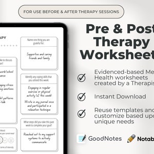 Goodnotes Therapy Digital Planner, Pre and Post Therapy Workbook ...
