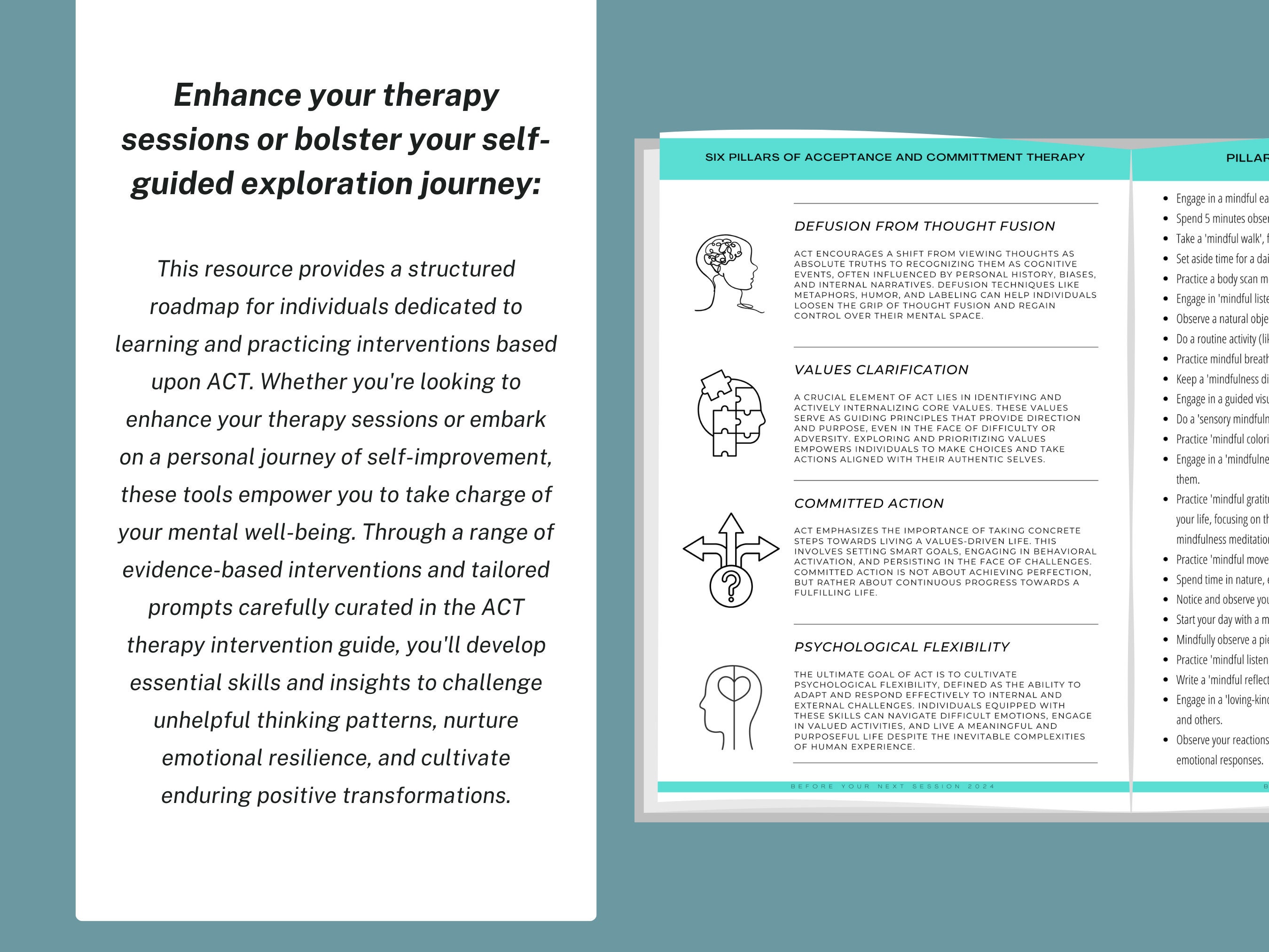 ACT Therapy Questions Guide, Acceptance and Commitment Therapy ...