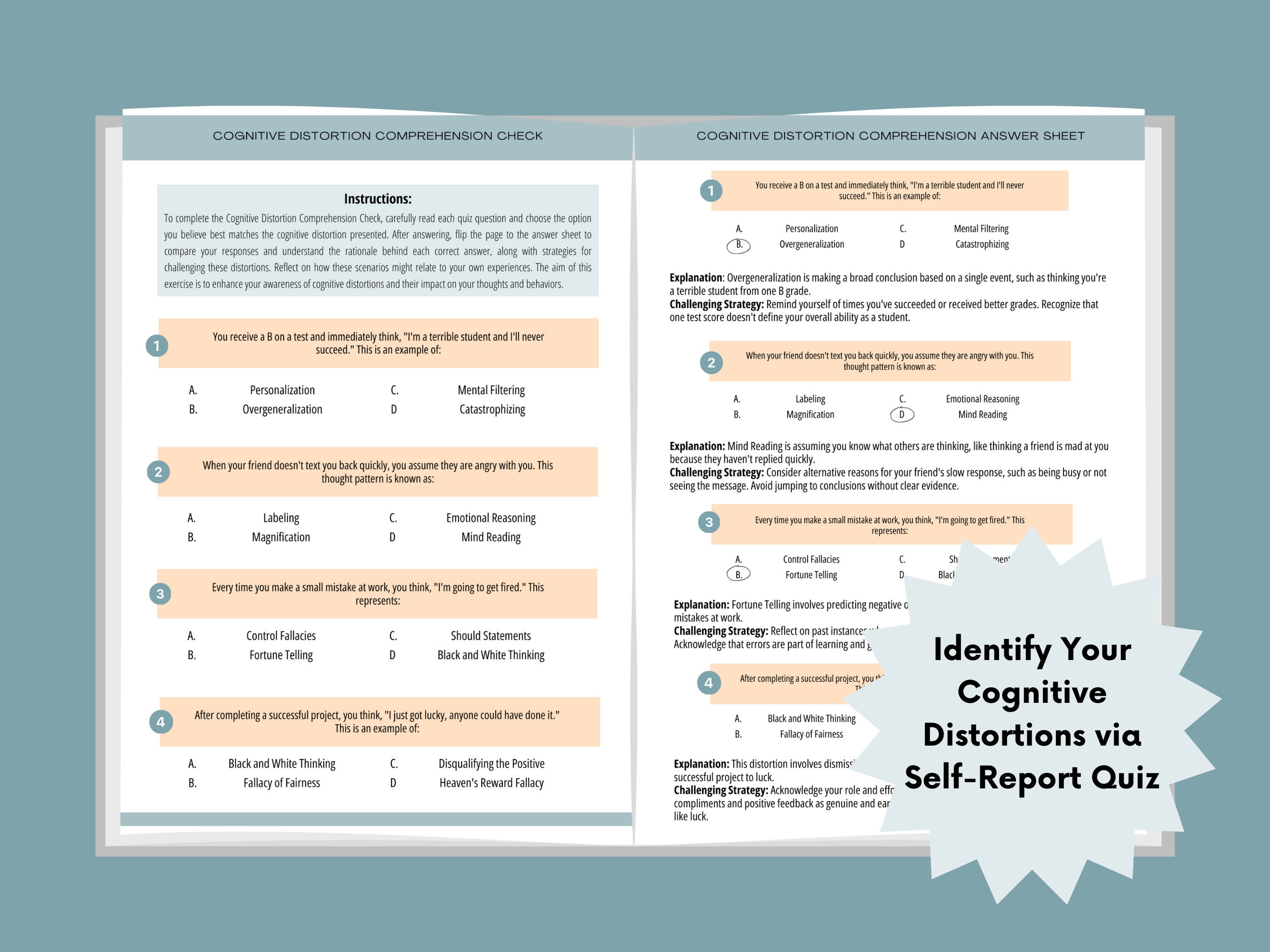 CBT Therapy Cognitive Distortions & Thinking Errors Workbook, CBT ...