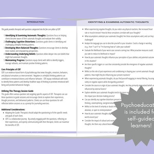 CBT Therapy Questions Guide, Therapy Worksheets, CBT Journal Therapy ...