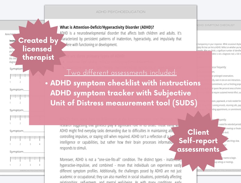 ADHD Therapy Outcome Measures Screening Tool Symptom Checklist Tracker ...