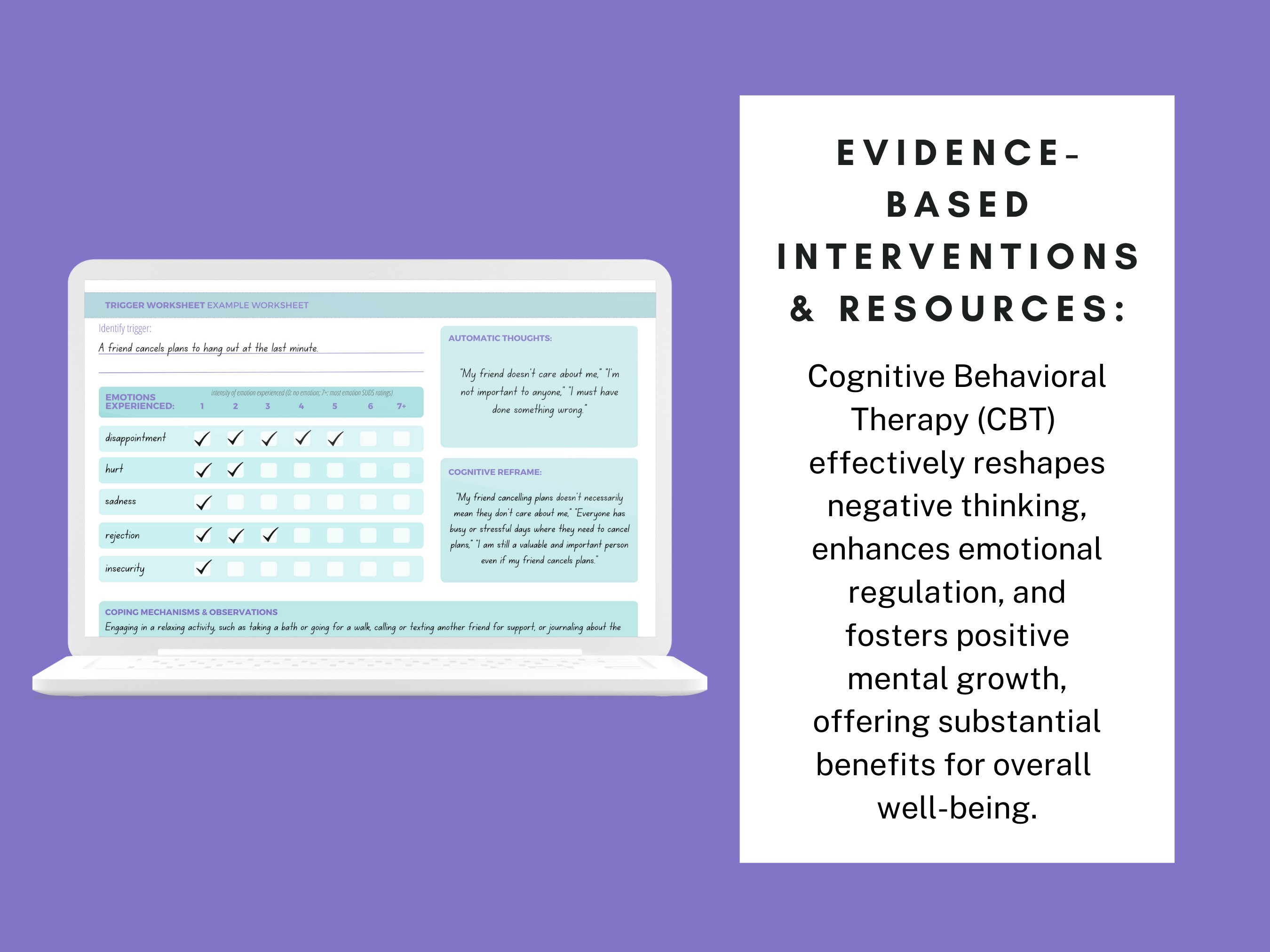 CBT Worksheets Thought Record Mental Health Workbook, Therapy ...