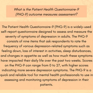 Depression Therapy Outcome Measures Screening Tool PHQ-9 Mental Health ...