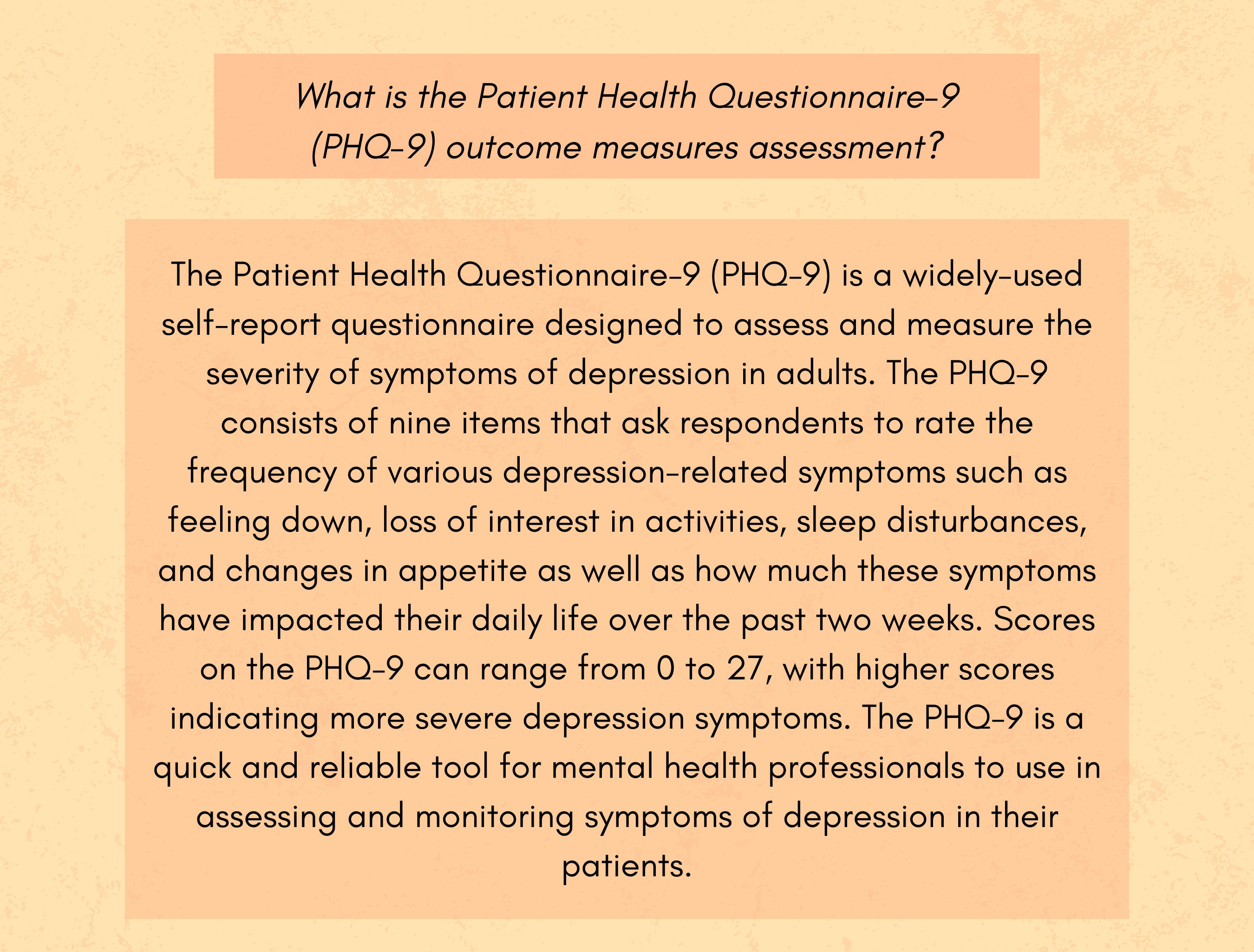 Depression Therapy Outcome Measures Screening Tool PHQ-9 Mental Health ...
