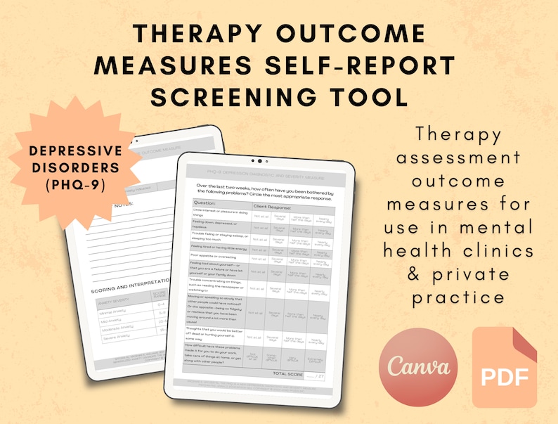 Depression Therapy Outcome Measures Screening Tool PHQ-9 Mental Health ...