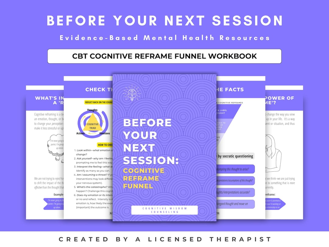 CBT Cognitive Reframe Mental Health Workbook, Therapy Worksheets, Tools ...
