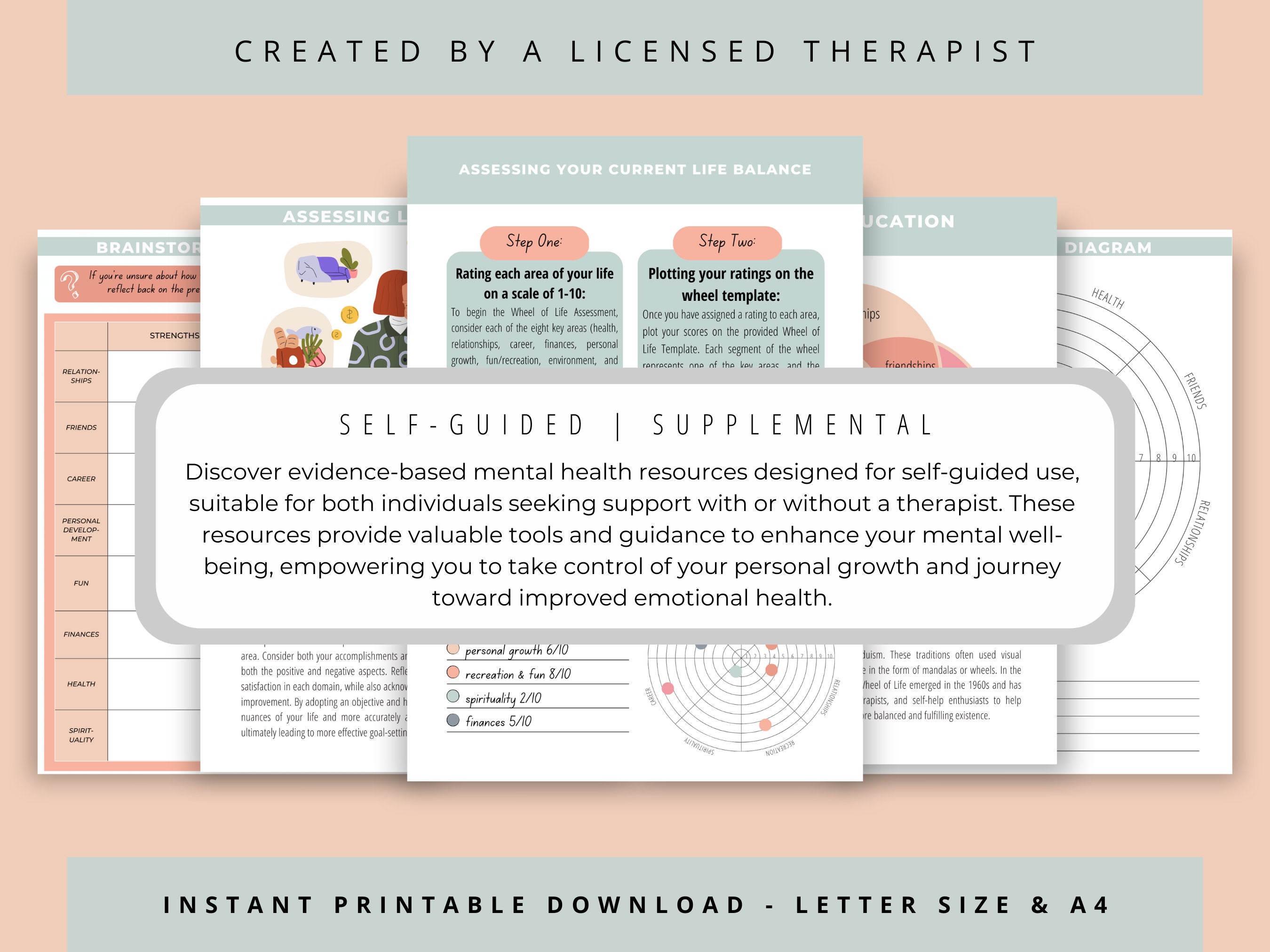 Personal Development Mental Health Workbook, Goal Setting, Life Domains ...