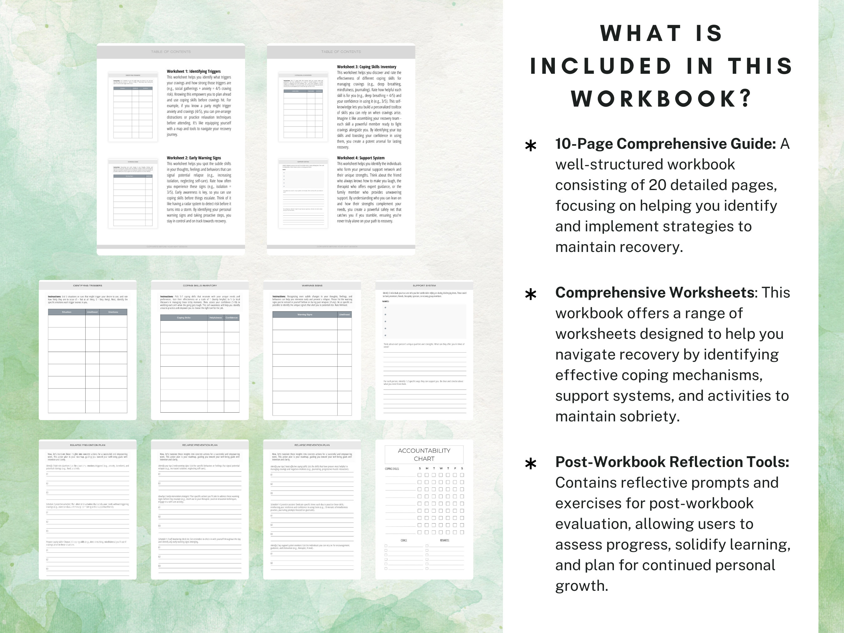 Addiction Recovery Relapse Prevention Plan, Therapy Worksheets ...