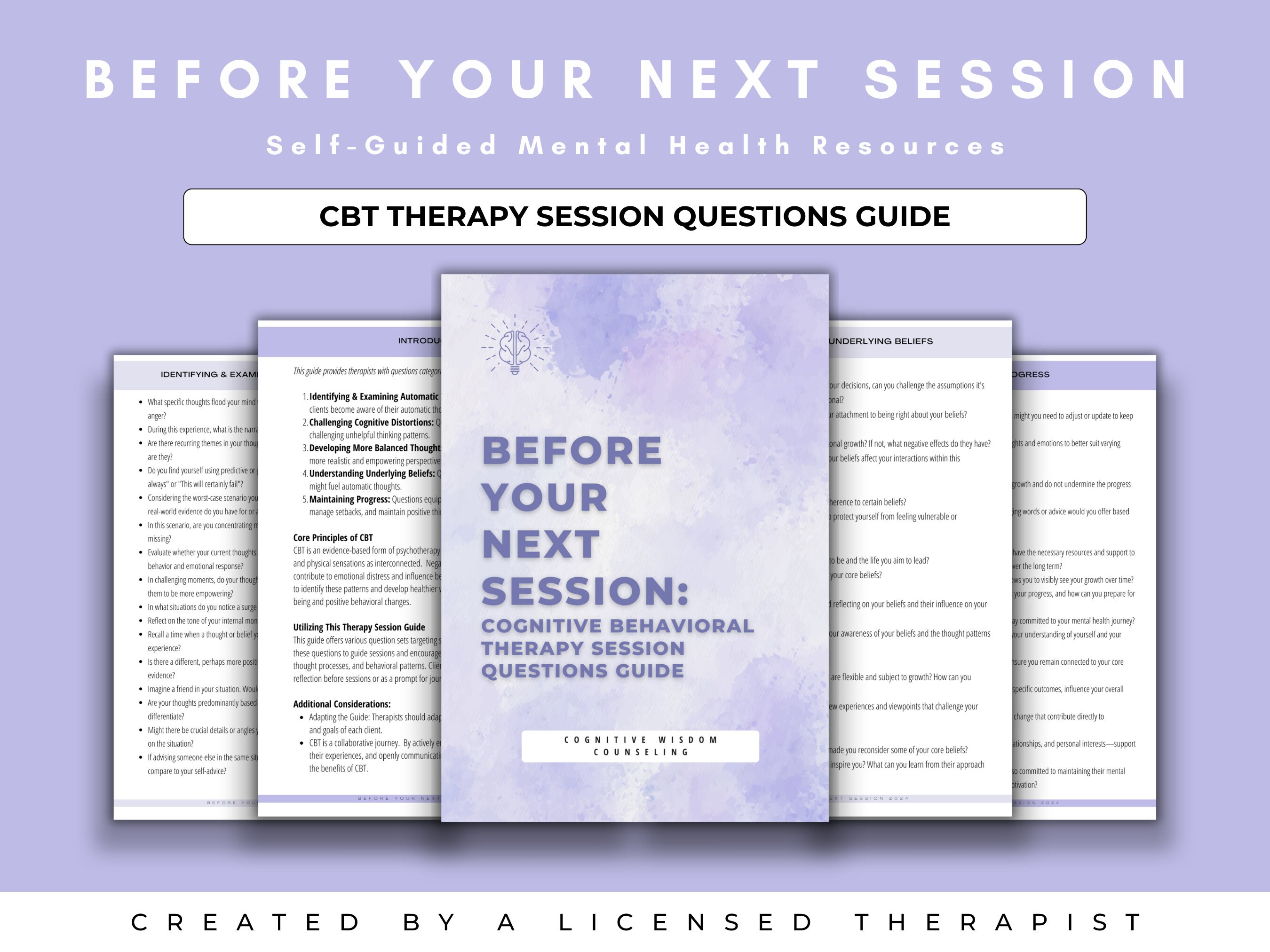 CBT Therapy Questions Guide, Therapy Worksheets, CBT Journal Therapy ...