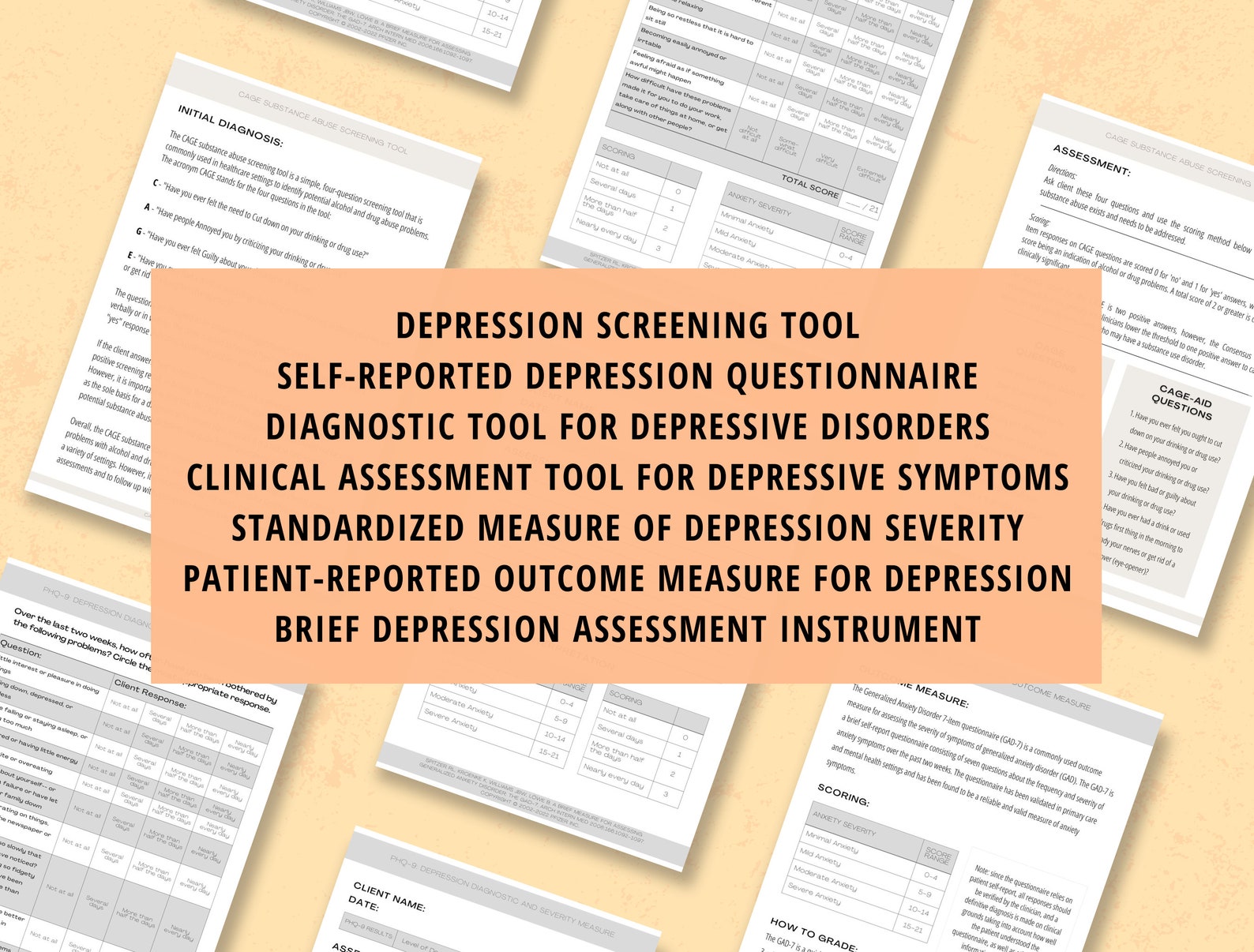Depression Therapy Outcome Measures Screening Tool PHQ-9 Mental Health ...