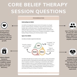 Core Beliefs Therapy Questions Session Guide, Therapy Tools for ...