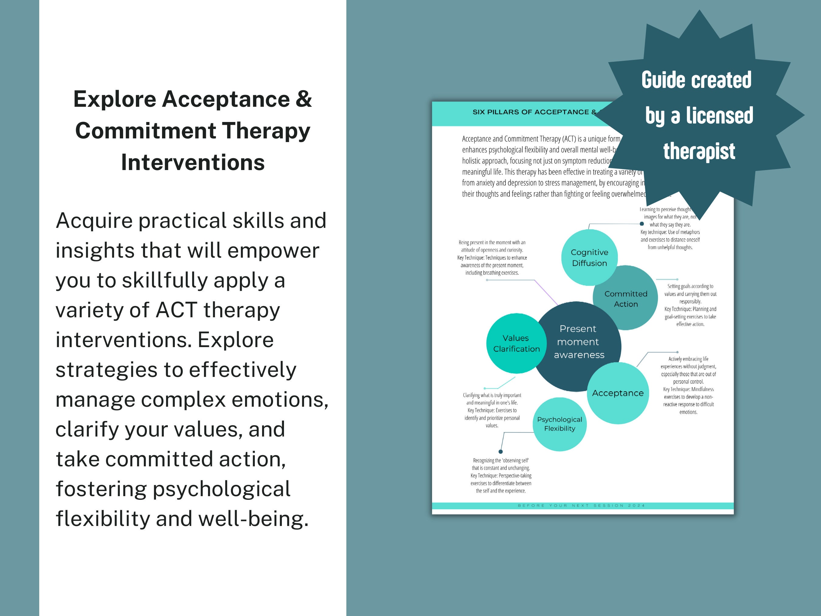 ACT Therapy Questions Guide, Acceptance and Commitment Therapy ...