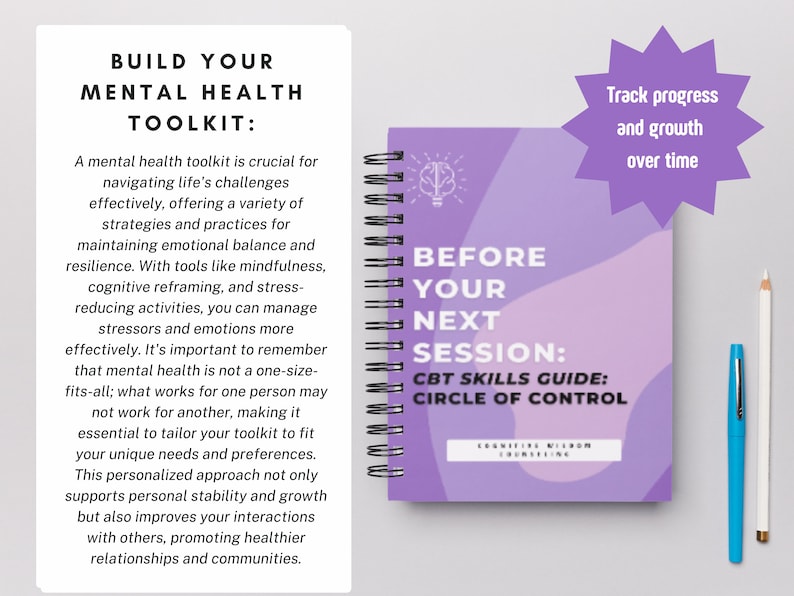 CBT Worksheets Circle of Control Mental Health Workbook, Therapy ...