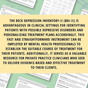 Depression Therapy Outcome Measures Screening Tool, BDI-2, Beck ...