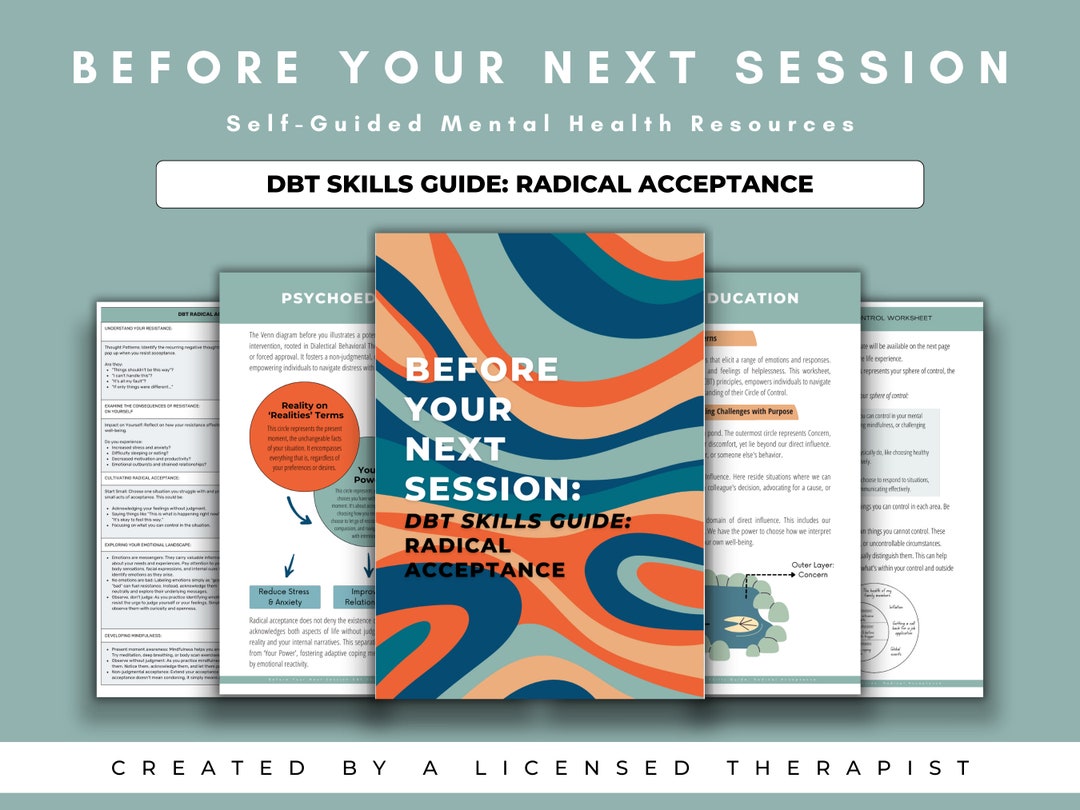DBT Skills Guide Radical Acceptance Mental Health Workbook, Therapy ...