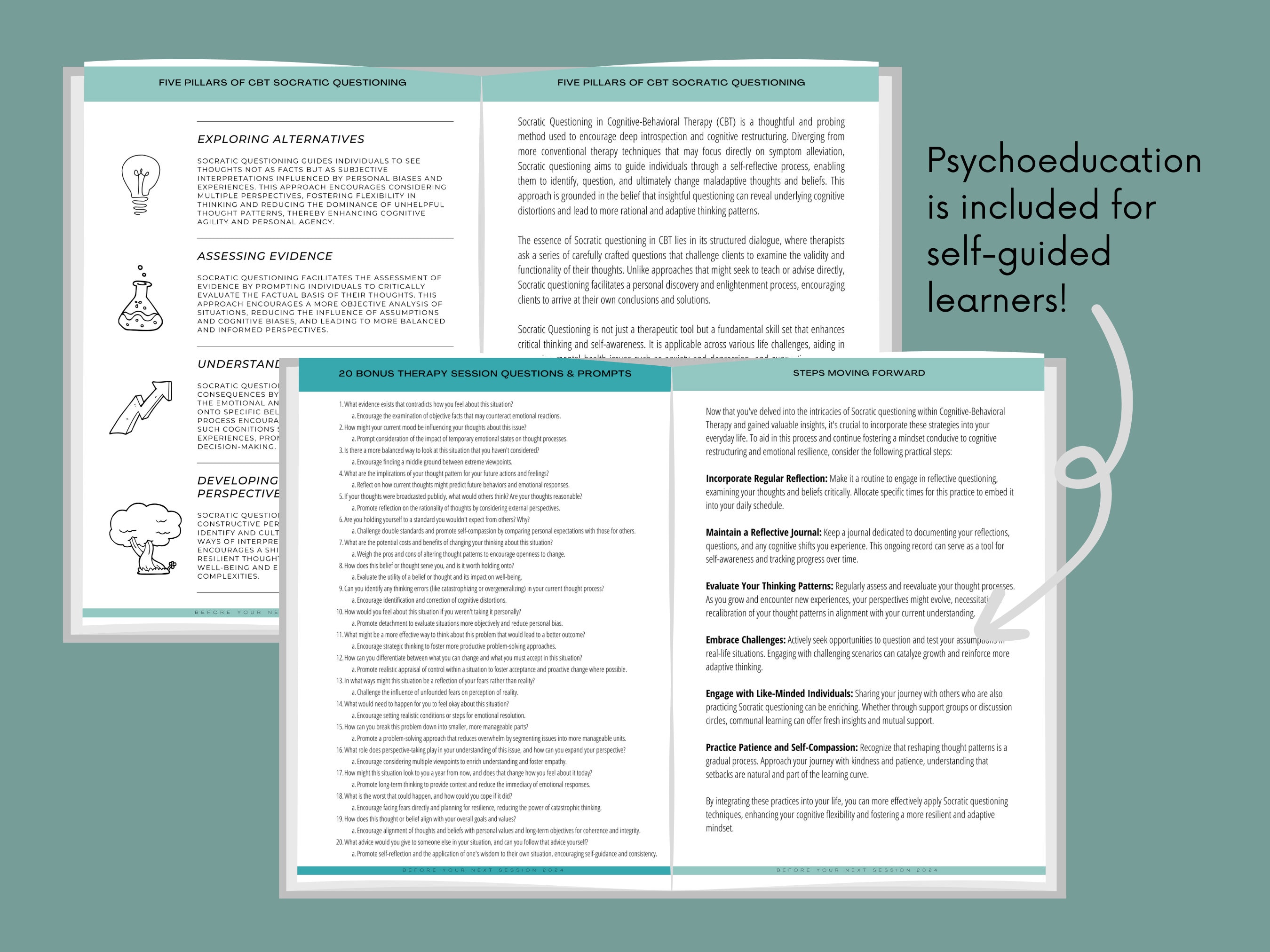CBT Socratic Questioning Therapy Session Questions, Therapist Tools ...