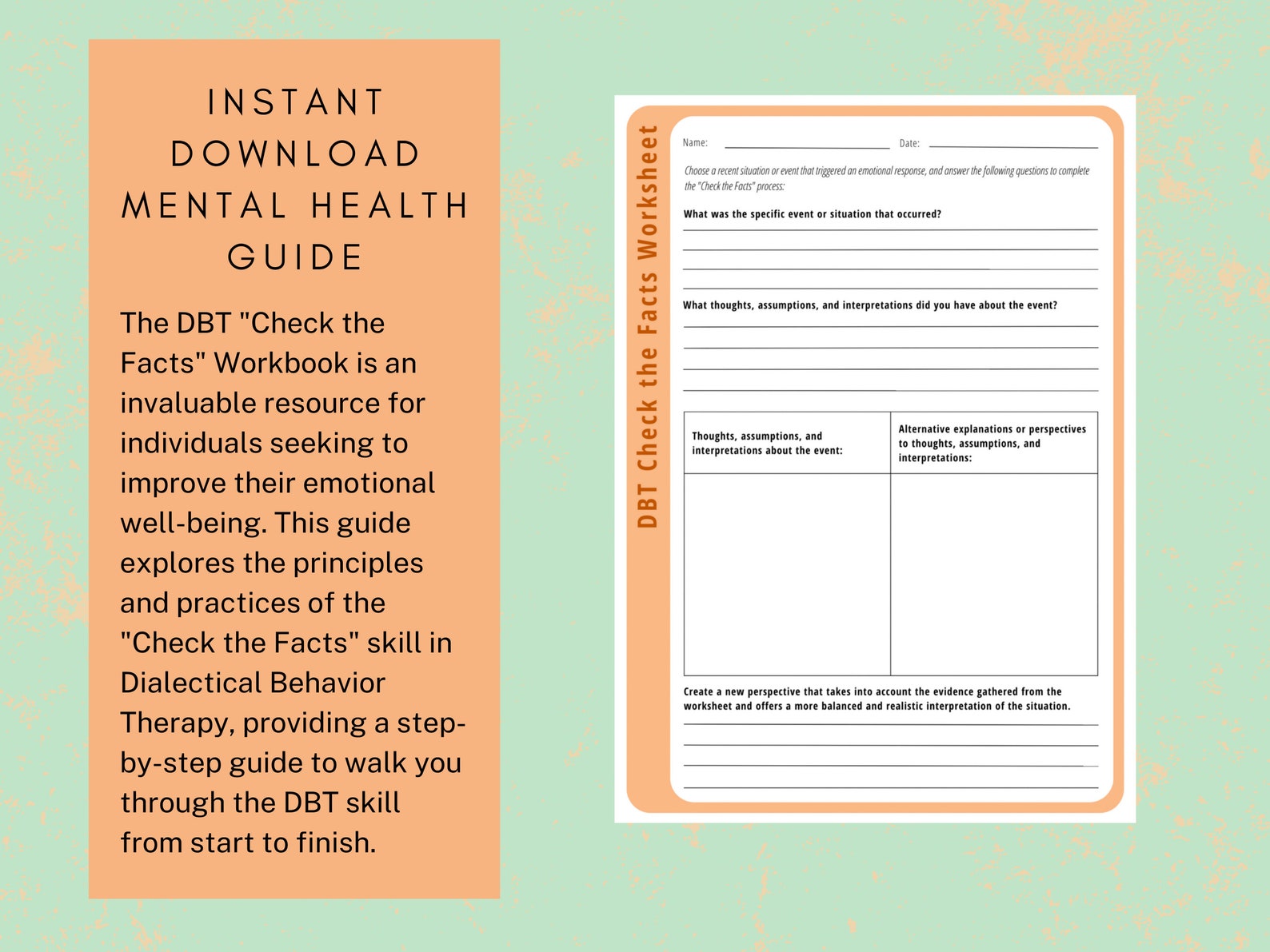 DBT Emotion Regulation Check the Facts Therapy Skills Guide, Mental ...