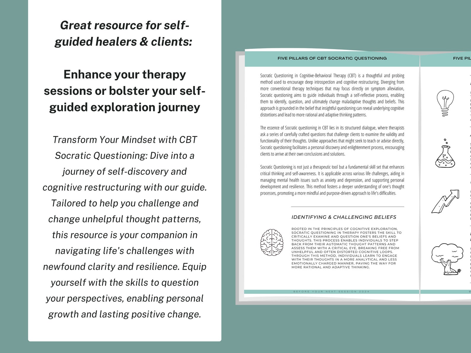 CBT Socratic Questioning Therapy Session Questions, Therapist Tools ...