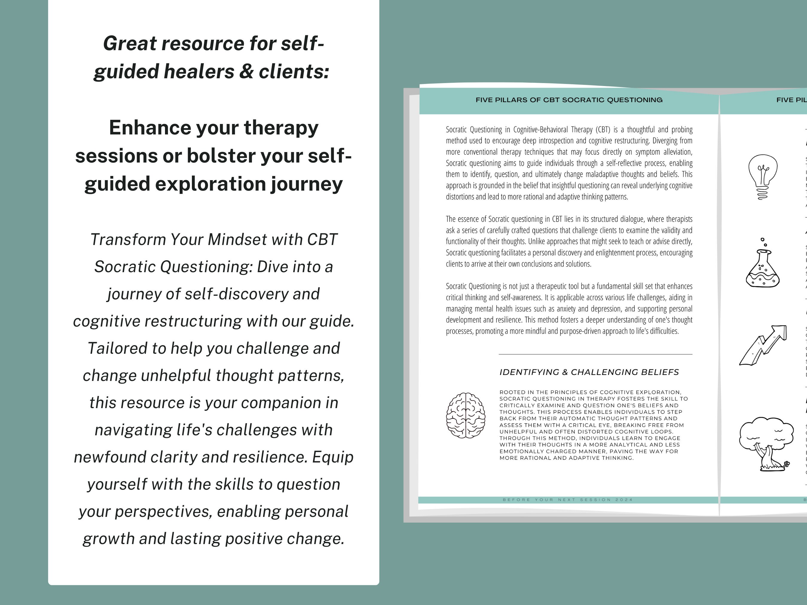 CBT Socratic Questioning Therapy Session Questions, Therapist Tools ...