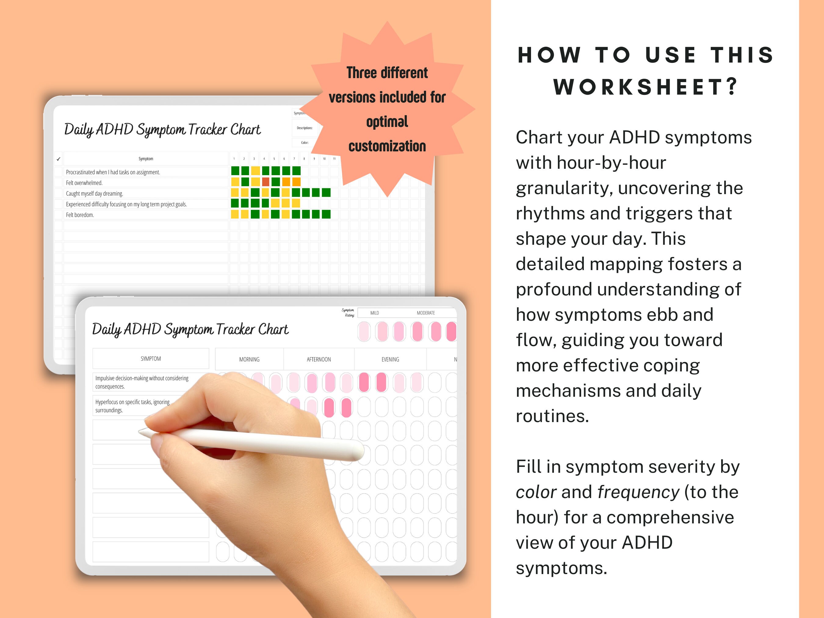ADHD Planner Symptom Tracker, Goodnotes Digital Planner, ADHD Planner ...