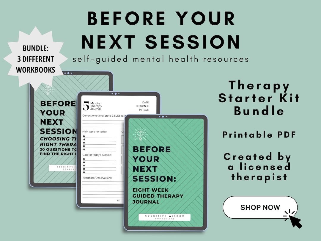 Therapy Starter Kit Bundle Mental Health Journal, Therapy Worksheets ...