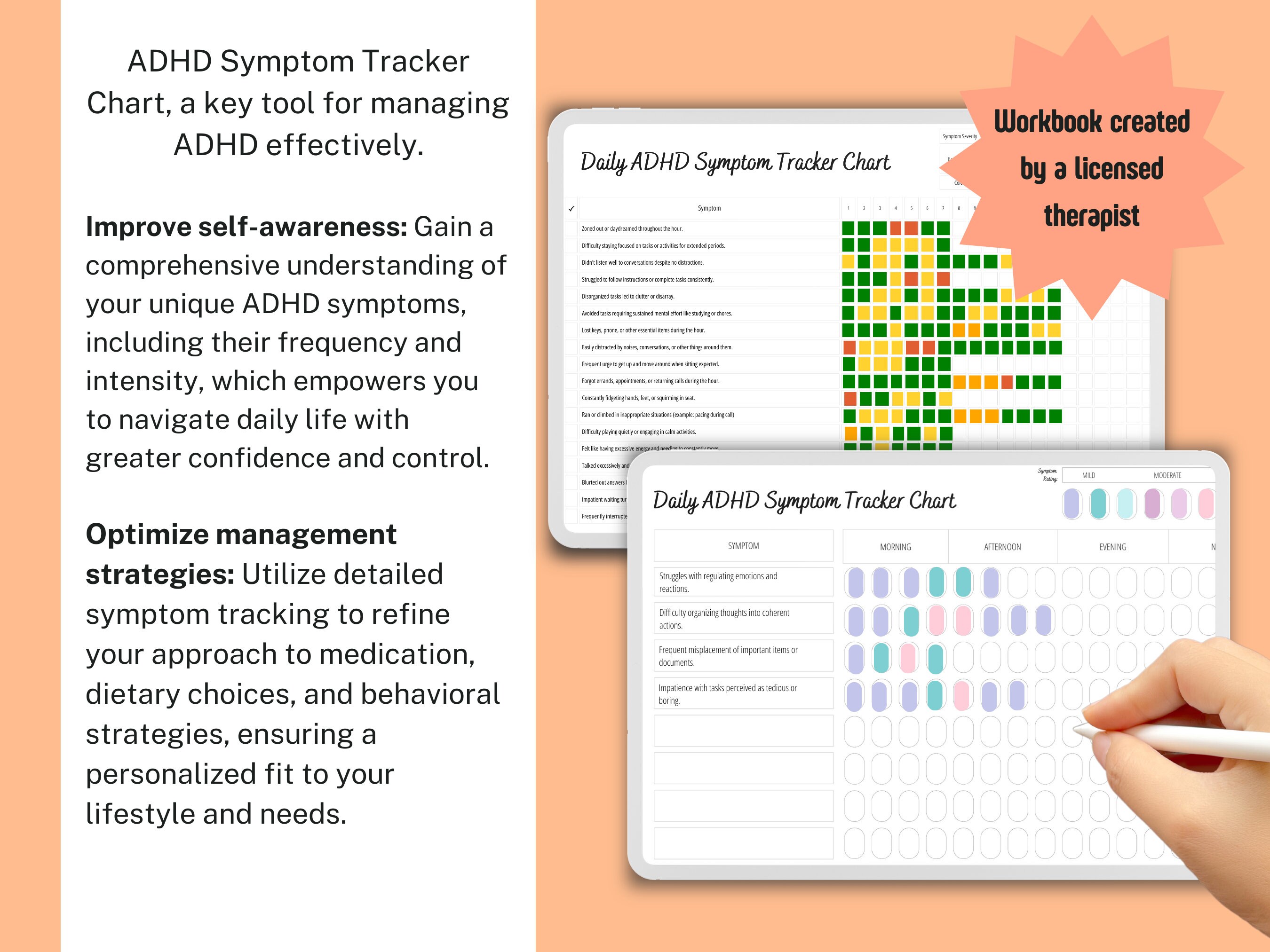 ADHD Planner Symptom Tracker, Goodnotes Digital Planner, ADHD Planner ...