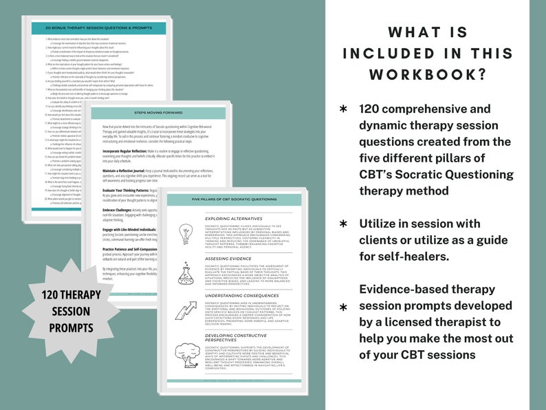 CBT Socratic Questioning Therapy Session Questions, Therapist Tools ...