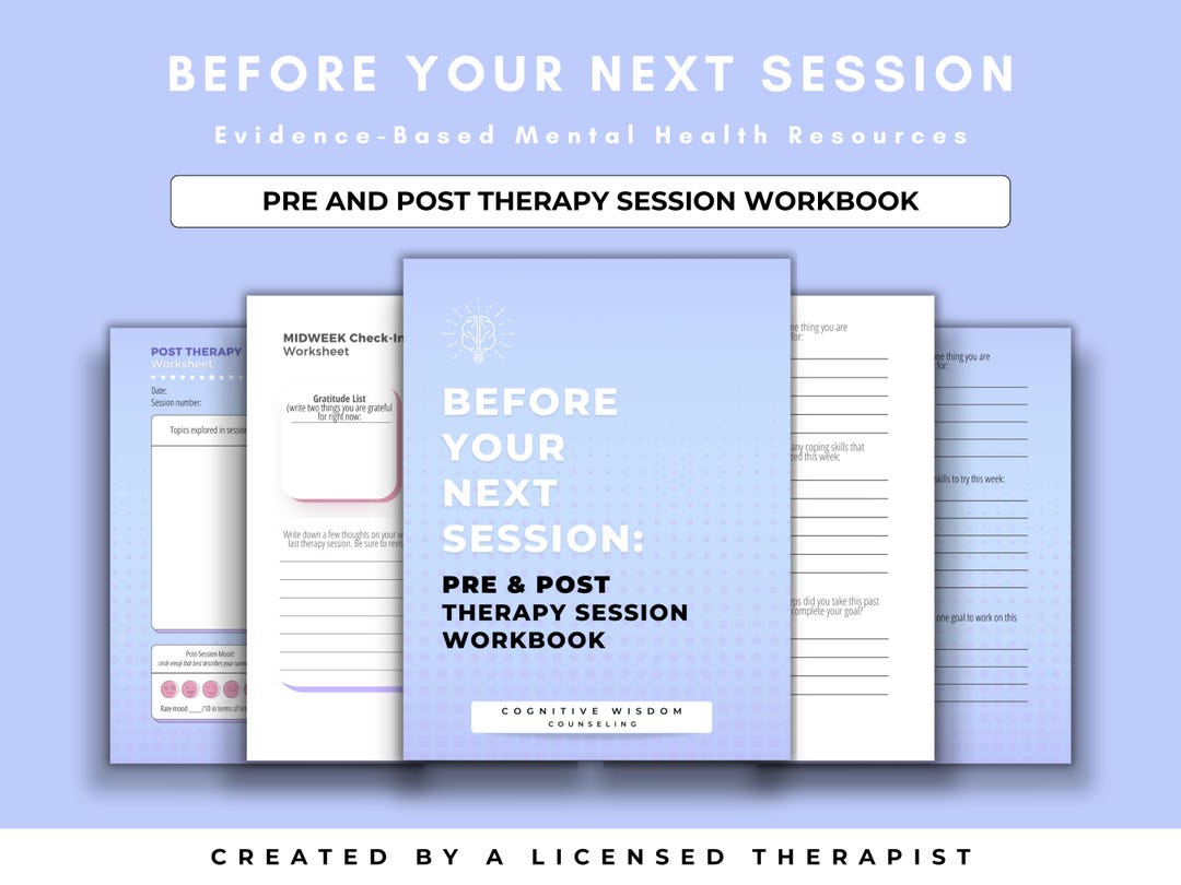 Pre and Post Therapy Workbook, Therapy Worksheet, Mental Health ...