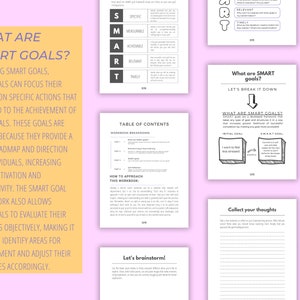 SMART Goals Mental Health Workbook, Goal Setting, Therapy Worksheet ...