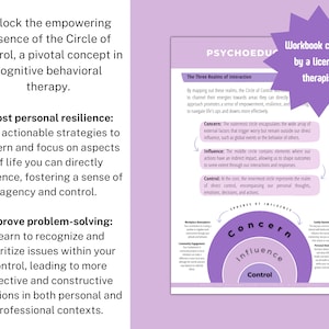CBT Worksheets Circle of Control Mental Health Workbook, Therapy ...