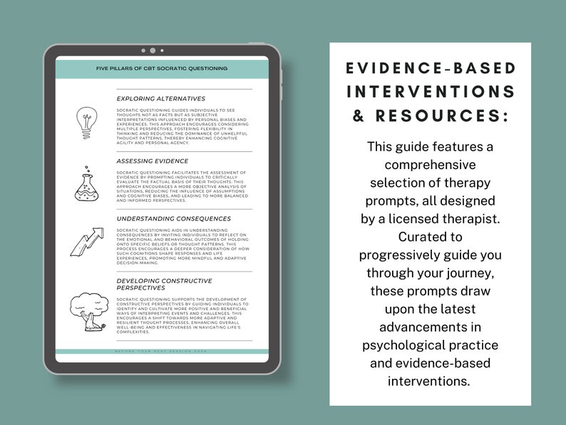 CBT Socratic Questioning Therapy Session Questions, Therapist Tools ...