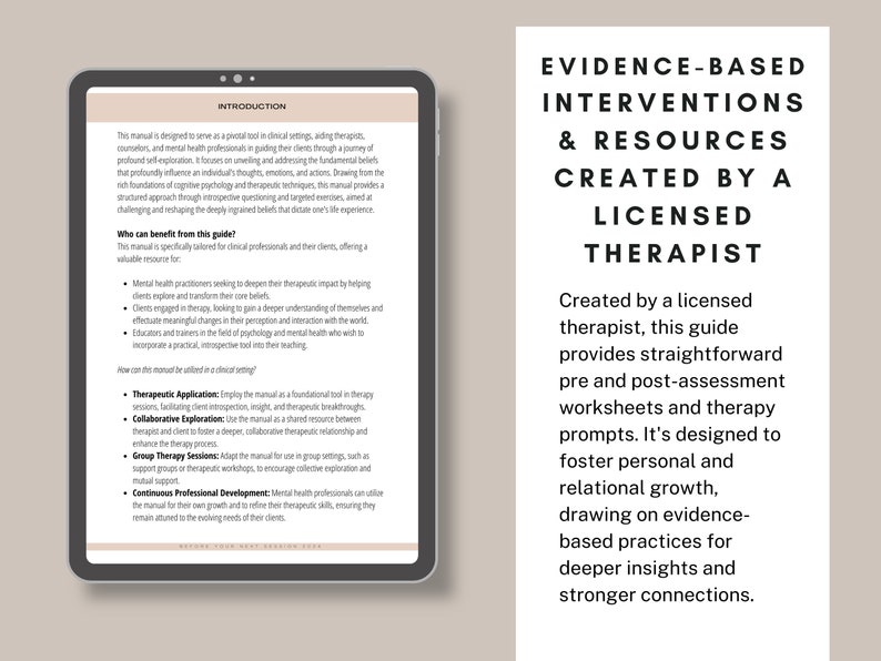 Core Beliefs Therapy Questions Session Guide, Therapy Tools for ...