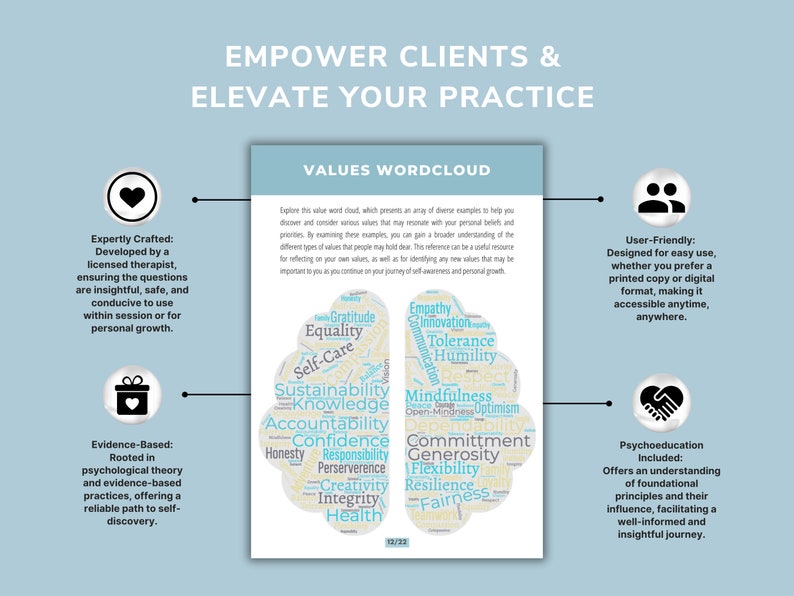 CBT Worksheets: Core Beliefs and Core Values Assessment, Therapy ...