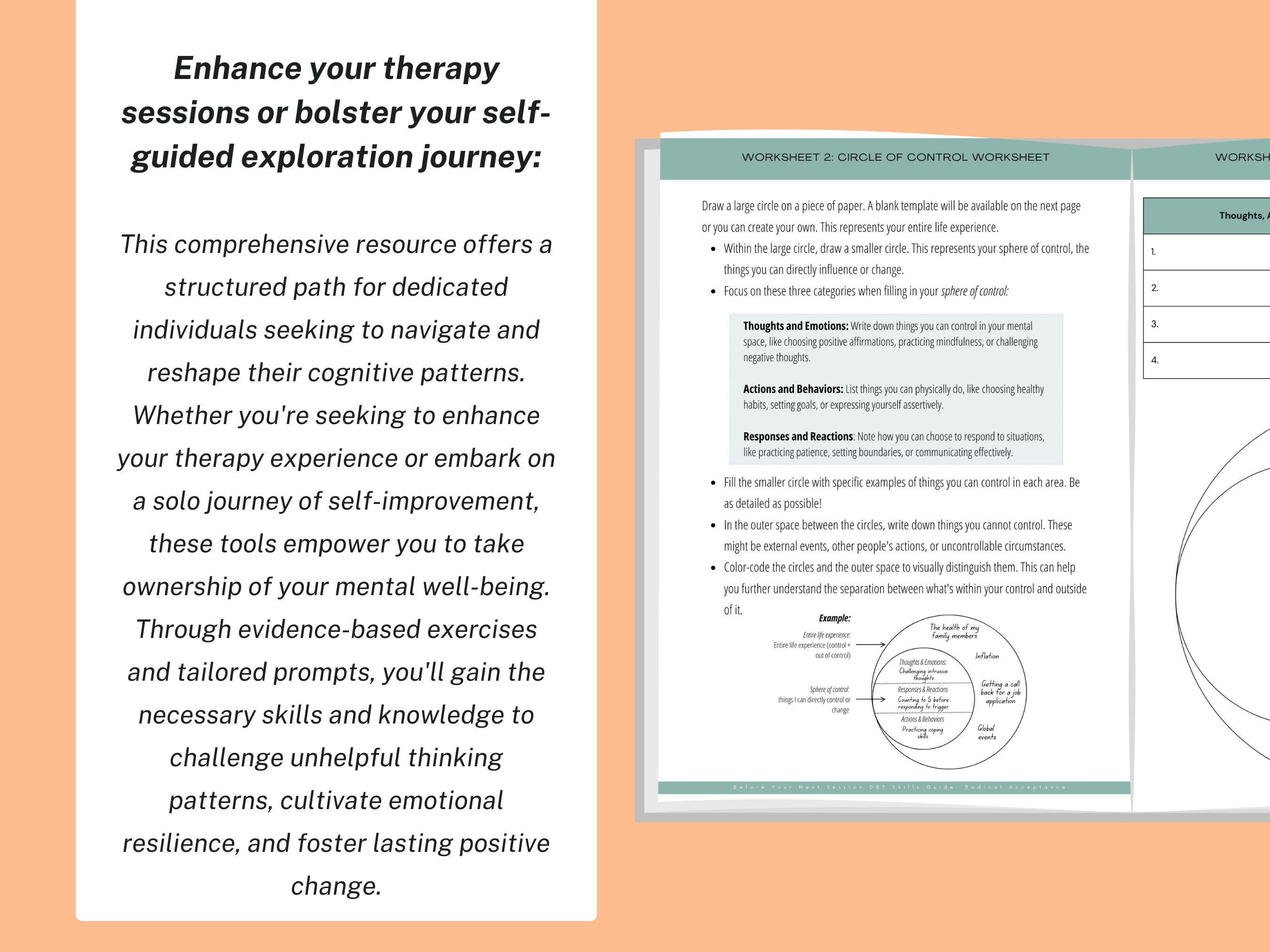 DBT Skills Guide Radical Acceptance Mental Health Workbook, Therapy ...