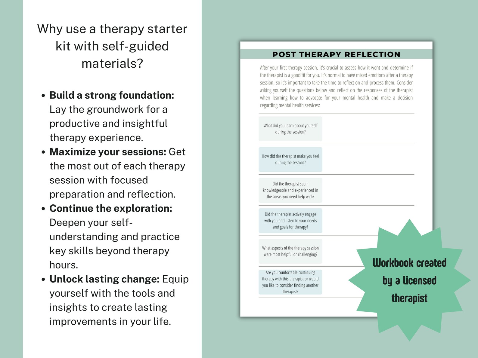 Therapy Starter Kit Bundle Mental Health Journal, Therapy Worksheets ...