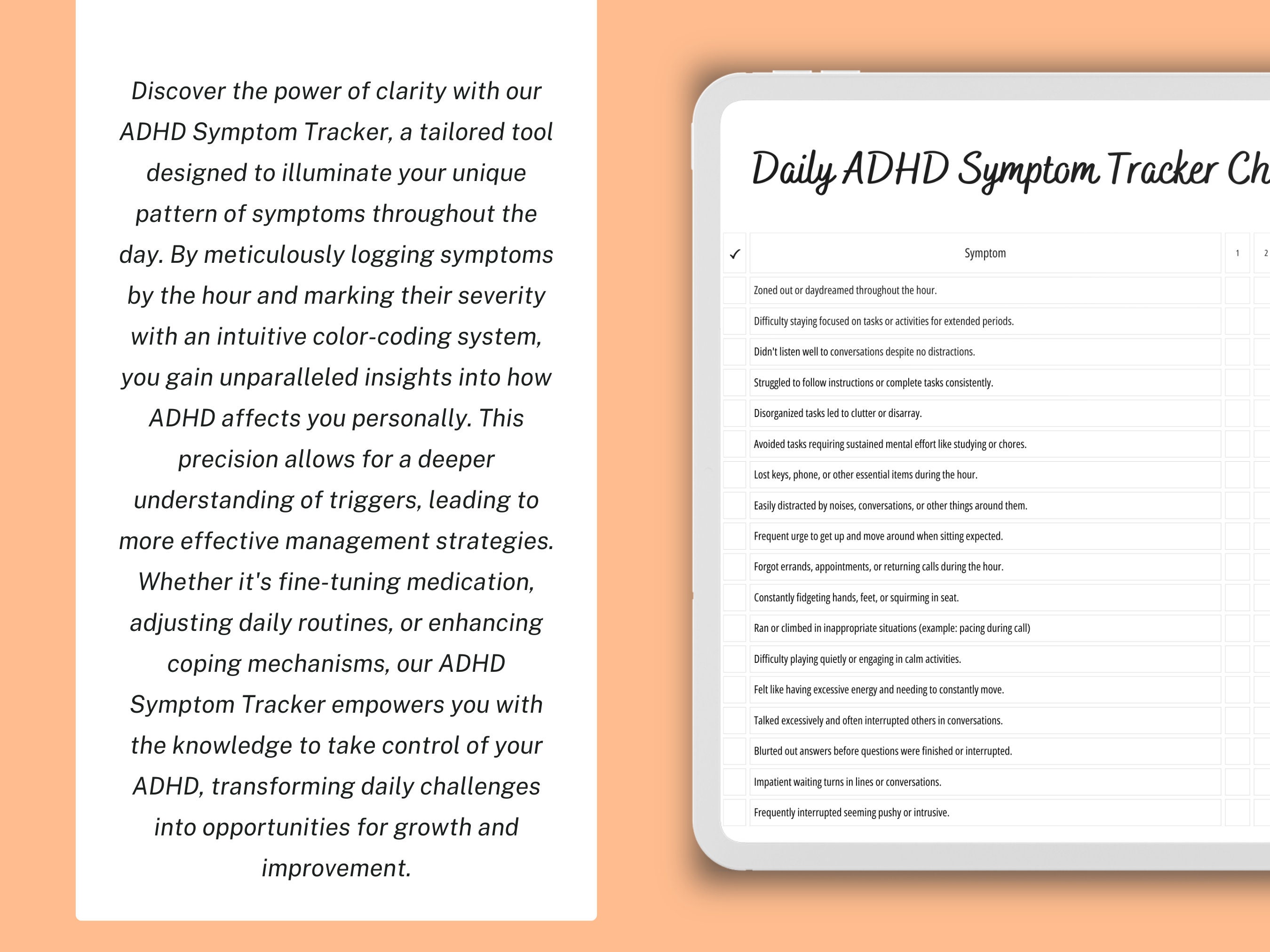 ADHD Planner Symptom Tracker, Goodnotes Digital Planner, ADHD Planner ...